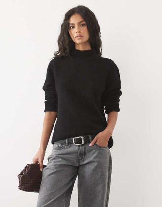 Asos premium Pullover aus Mohairmix mit hohem Kragen in Schwarz