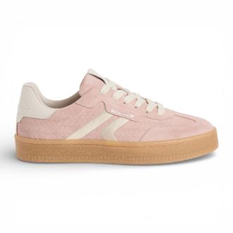 Tamaris Tamaris Damen-Sneaker aus rosafarbenem Leder mit wei&szlig;en Streifen