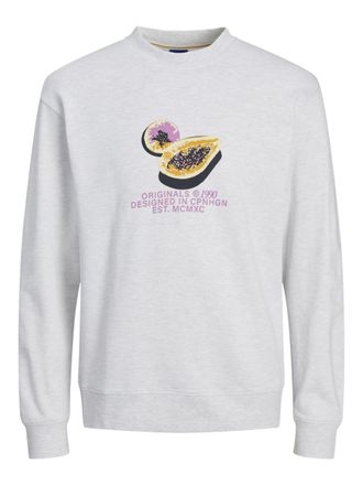 Jack & Jones Herren Jortampa Branding Sweat Crew Neck Sweatshirt, White Melange, M