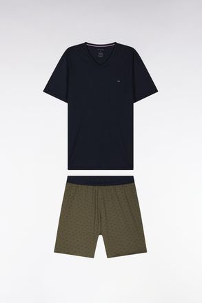 Eden Park Pyjama Court En Jersey De Coton Kaki Short &Agrave; Micromotifs