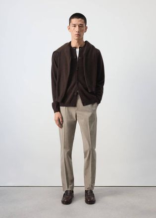 Mango Cardigan 100 % laine maille fine chocolat - Homme - XXL - MANGO MAN