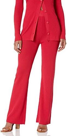 The Drop Ellison Pantalon de survêtement évasé côtelé pour Femme, Rouge flamme., 4XL Grande taille