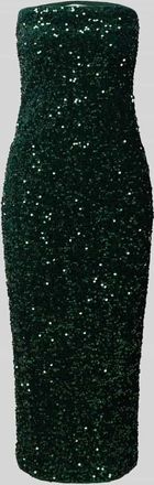 Apricot Knielanges Kleid mit Allover-Pailettenbesatz