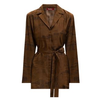 Max Mara Seidenbluse mit G&uuml;rtel - - Blouses & Shirts - Damen - Braun - M