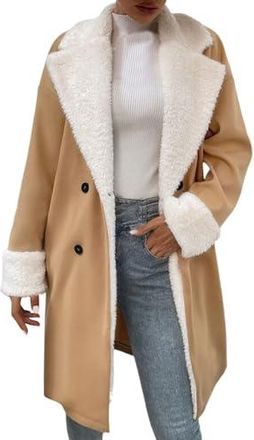 Generic Vestes dhiver d&eacute;contract&eacute;es en laine &agrave; double boutonnage pour femme 2026, kaki, 3XL