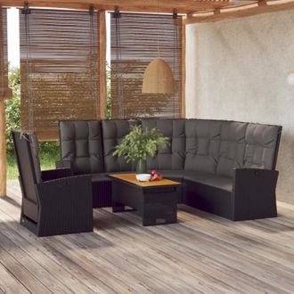 vidaXL Vidaxl - Set Divani Da Giardino 3 Pz Con Cuscini Nero In Polyrattan