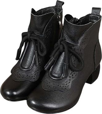 Generico Bottines Femme &Eacute;l&eacute;gantes, Chaussures Bottes Femme D&eacute;contract&eacute; &Agrave; Talons Bas, Bottines Confortable Bottines Souple Noir Bottes Femmes Basses, Bottes &Agrave; L