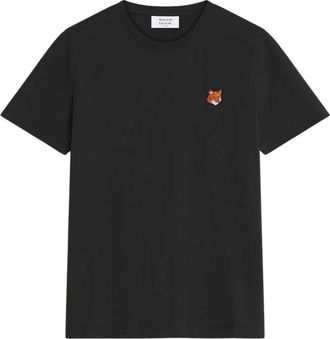 Maison Kitsun&eacute; Femme, Tops, Noir, Taille: 38 FR Fox Head Regular Tee-Shirt