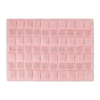 Relaxdays Badematte Baumwolle, 60 x 40 cm, rutschfest, waschbar, Vorleger f&uuml;r Badezimmer, Badteppich rechteckig, Altrosa