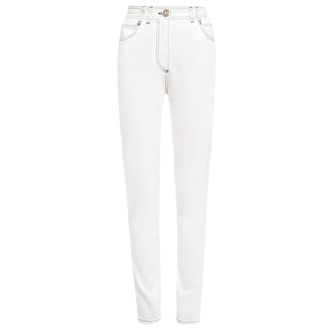 Balmain Damen Jeans mit hoher Taille und Monogramm B - - Jeans - Herren - Wei&szlig; - W40