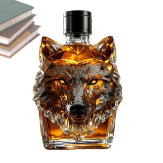 Generic Wolf - Crestate-Whisky-Flasche - Wolf-Weinschale zum Sammeln | gravierte Vintage-Whisky-Flasche mit Wolf Art Statue Wine Cup | Wolf Thema Whiskyflasch