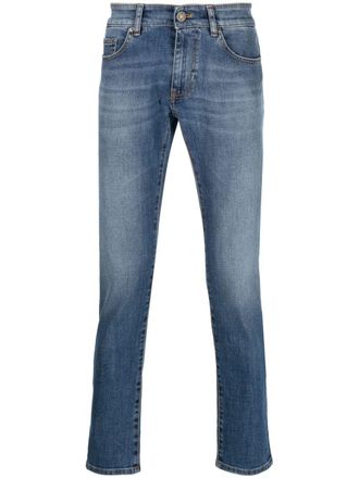 Pantaloni Torino jean droit &agrave; patch logo - Bleu