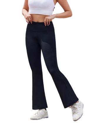 Zeagoo Flared Leggings Damen Yogahose Schwarz Lang High Waist Schlaghose Elastische Bequeme Hose Pilates Weite Bootcut Fashion Traininghose Jazzpants XL