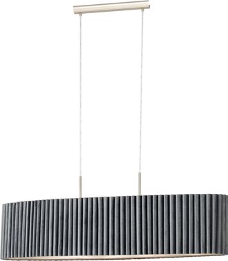 Eglo H&auml;ngelampe Tamaresco, Pendelleuchte Esstisch, ovale Deckenlampe h&auml;ngend, Stahl in silber, Samt in grau, E27 Fassung, L 102 cm