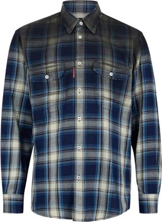 Dsquared2 Homme, Chemises, Bleu, Taille: XL Checked Pattern Shirt