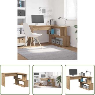 vidaXL Holzschreibtisch - Eckschreibtisch Artisan-Eiche 200,5x50x76 cm Holzwerkstoff
