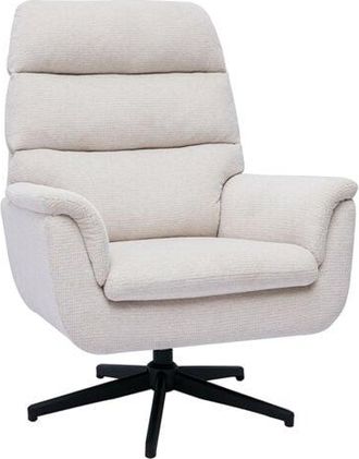 Miliboo Miliboo - Fauteuil pivotant en tissu chenille beige et métal noir jonah
