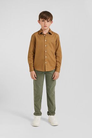 Eden Park Chemise En Coton Uni Noisette En Coton Oxford Coupe Regular