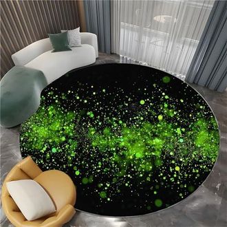 Generic Noir Minimalist Tapis Rond Salon, Lumi&egrave;res N&eacute;on Pois Impression Tapis de Sol D&eacute;coration Antid&eacute;rapant pour Chambre Cuisine Balcon Terrasse Salle &agrave; Mang