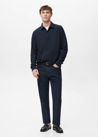 Mango Pull-over polo maille structure bleu marine - Homme - XS - MANGO MAN