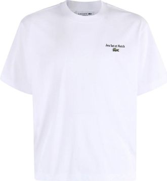 Lacoste Homme, Tops, Blanc, Taille: S T-shirt Imprim&eacute; Coupe Ample en Jersey &Eacute;pais