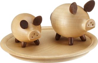 Dregeno Seiffen eG Schweinchen-Garnitur, Salz- und Pfefferstreuer Schwein, naturfarben, von DREGENO SEIFFEN 12 cm - Original erzgebirgische Handarbeit