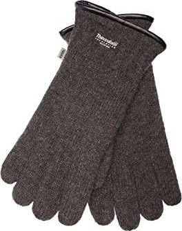 Eem Fashion EEM gants tricot&eacute;s pour homme, laine douce, doublure thermique Thinsulate, patch en daim, ourlet avec passepoil, anthracite L/XL