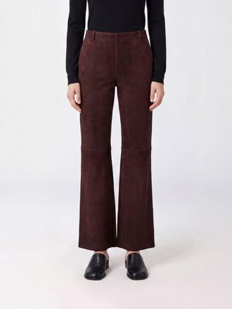 Stouls Pantalon &eacute;vas&eacute; en cuir dagneau su&eacute;d&eacute; &agrave; rayures
