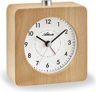 Atlanta Mocassin Quarzwecker aus Holz Buche Licht Snooze Crescendo - 3140