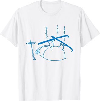 Moomin Blaues Skifahren Moomintroll steckt im Schnee Winter Spiele T-Shirt