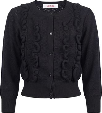 Jucca Femme, Pulls, Noir, Taille: 38 FR Gilet Tricot Volant&eacute;