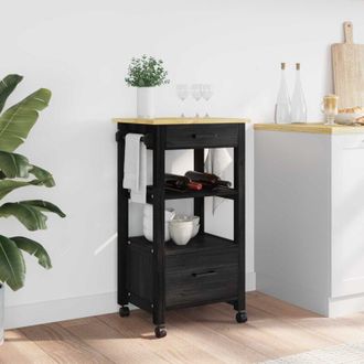 vidaXL vidaXL Chariot de cuisine MONZA Noir 48 x 40 x 88,5 cm