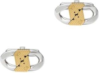 Emporio Armani Boutons de manchette en acier inoxydable pour hommes, Argent et or