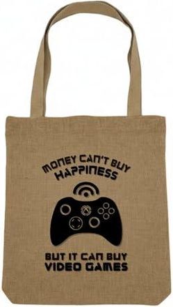 Fabulous Sac Shopping Tote Bag Aspect Lin - Video Games - Money Cant Buy Happiness Gaming Sac de Courses Toile Epaisse 360g Beige Naturel Cabas Port&eacute; Epaule So