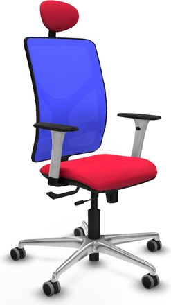 Piqueras y Crespo Moderner B&uuml;rostuhl mit wei&szlig;en und schwarzen Armlehnen, h&ouml;henverstellbarer Lendenwirbelst&uuml;tze und festem Kopfteil, ausgestattet mit Syncro/Traslack. Bl