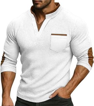 Generic Polo classique l&eacute;ger pour homme, style vintage, coupe classique, boutonn&eacute;, t-shirts de vacances doux et respirants, blanc, 3XL