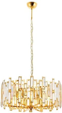 Opviq Elegant Gold Chandelier, Metal Body, 90 cm Height, 50 cm Diameter | 6 x E14 Max 40W | Modern Glam Design for Hotels & Stylish Spaces