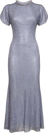 Self Portrait Femme, Robes, Bleu, Taille: 36 FR Robe Midi en Maille Strass