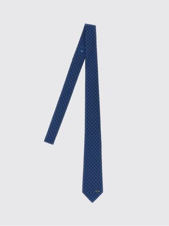 Gucci Blaue Seidenkrawatte mit GG-Monogramm und Horsebit