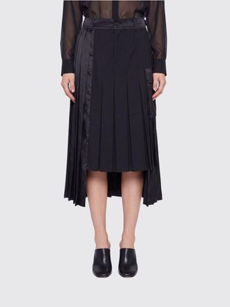 sacai Jupe midi asym&eacute;trique en laine m&eacute;lang&eacute;e avec plis et poches cargo