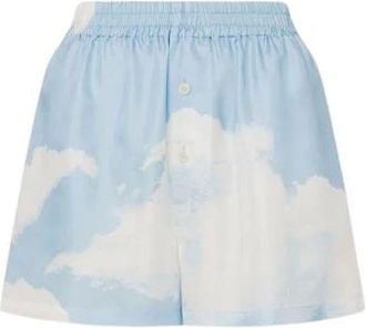 Moschino Femme, Shorts, Bleu, Taille: 40 FR Short en twill de soie Archive Clouds