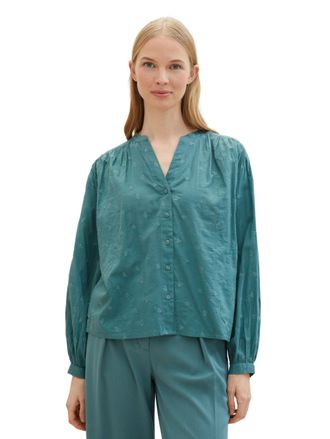 Tom Tailor Damen Tunica Bluse mit Muster, 34808 - Green Tonal Embroidery, 46