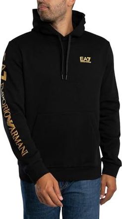 Emporio Armani Homme Sweat À Capuche avec Manches À Logo, Black/Gold, XL
