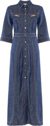 Nenette Femme, Robes, Bleu, Taille: 40 FR Longue Robe Chemise en Denim