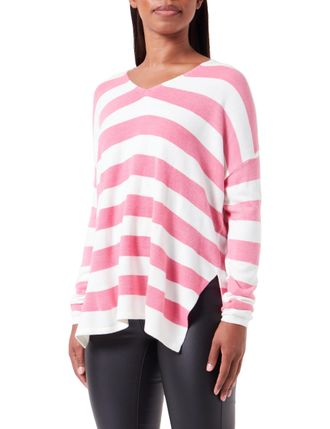 Only Pullover Damen, Azalea Pink/Stripes:Cloud Dancer, XS