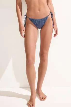 Calzedonia Brazilian-bikinihose Mit Schmalen B&auml;ndchen Shiny Satin Blau