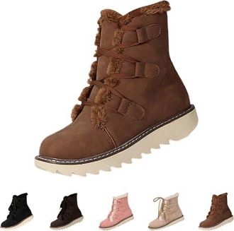 Generic Bottes de neige mi-mollet en daim pour femme - Doublure en fourrure &eacute;paisse - Chaudes - En coton - Chaussures de course confortables - L&eacute;g&egrave;res - D&eacute;con