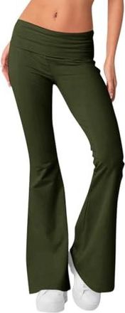 Minetom Pantalon Patte d&Eacute;l&eacute;phant Femme Casual &Eacute;vas&eacute; Bootcut Pilates Fitness Yoga Pants Stretch Elastique Confort Flare Leggings A Vert XL