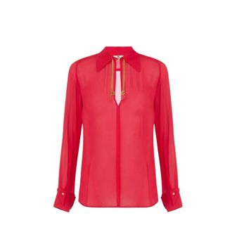Elisabetta Franchi Femme, Blouses et Chemises, Rouge, Taille: 40 FR Blouse en georgette