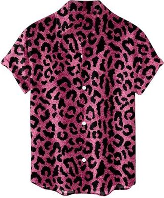 Generic Chemise hawa&iuml;enne &agrave; manches courtes pour homme - Motif palmier - Manches courtes - Boutonn&eacute;e - Tropicale - Grande taille - Pour l&eacute;t&eacute; - Amusant - D&eacute;con